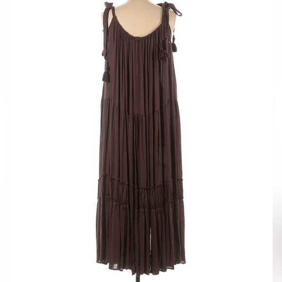 Free People | Dresses | Free People Bare It All Ruffle Tassel Tie Gauzy ...
